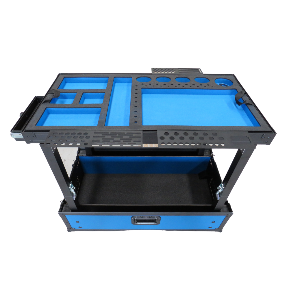 TDN Small Blue Tool Cart (Series 2) with Collapsible Legs - Two Drawer ...